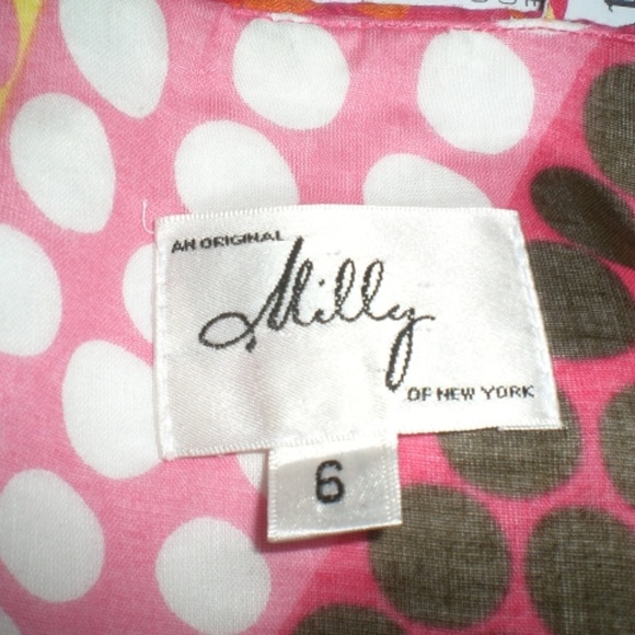 Milly of New York | Dresses | Milly New York Pink Dot Art To Wear Print ...